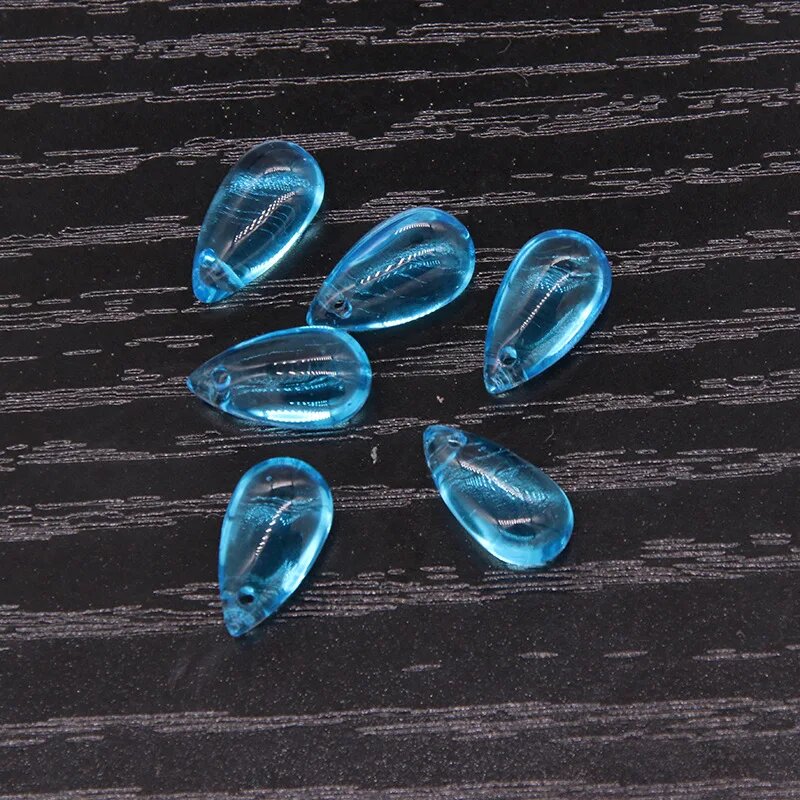 Mibrow стеклянные бусины капли 7*14 мм 20 шт Lake Blue