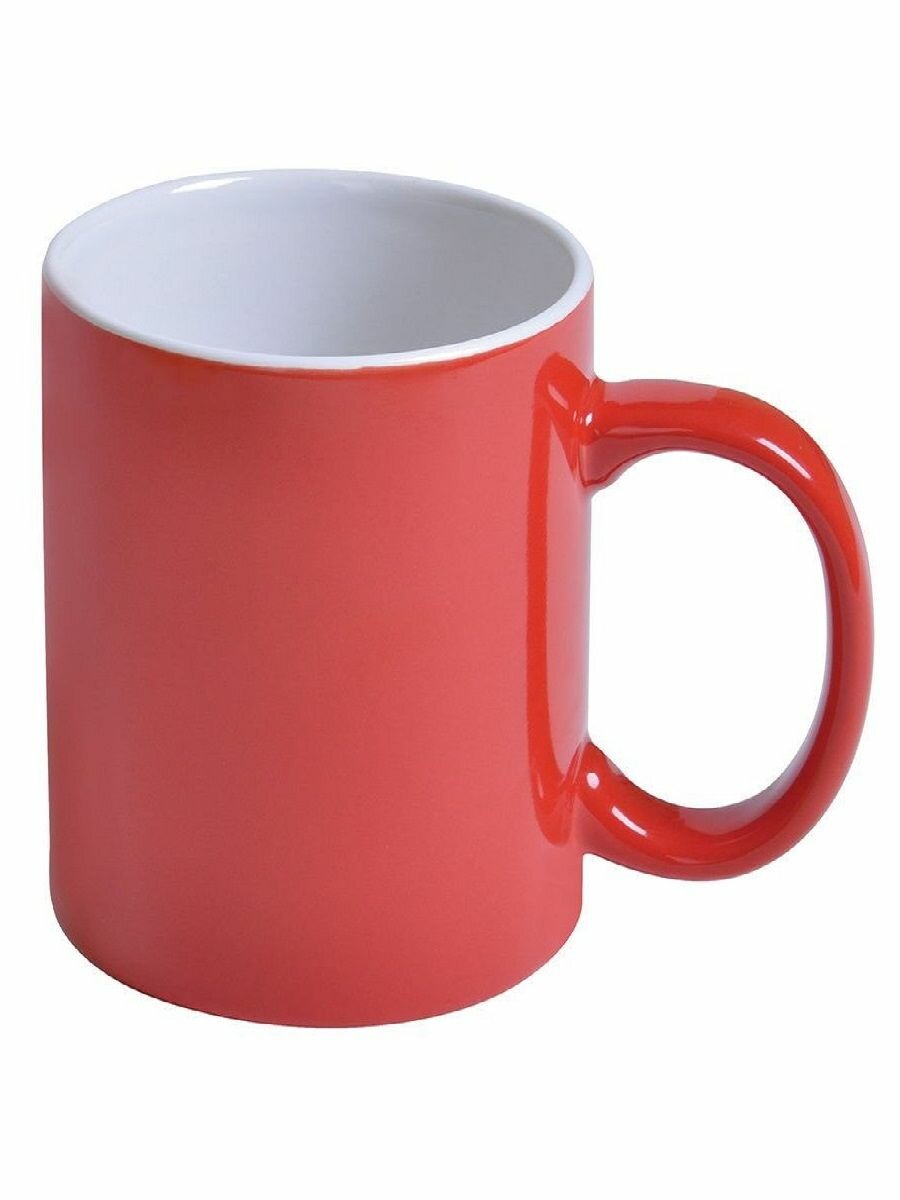 Кружка BASIC 320 мл/красный с белым, тонкая керамика/деколь