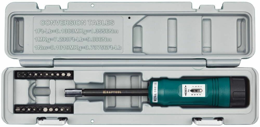 Динамометрическая отвертка KRAFTOOL 1-8 Нм, профессиональная, с метрической шкалой, крестовой головкой 64030
