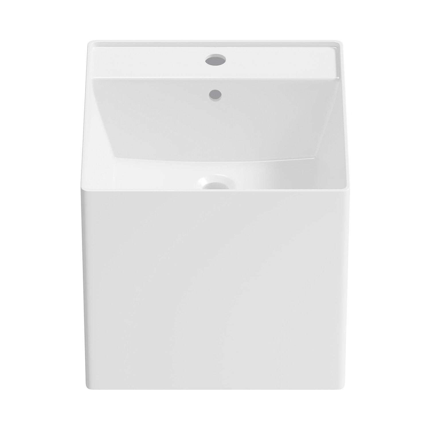 Подвесная раковина в ванную комнату Wellsee M1 Limited Edition 31880400S: квадратная раковина, ширина умывальника 42 см, цвет глянцевый белый