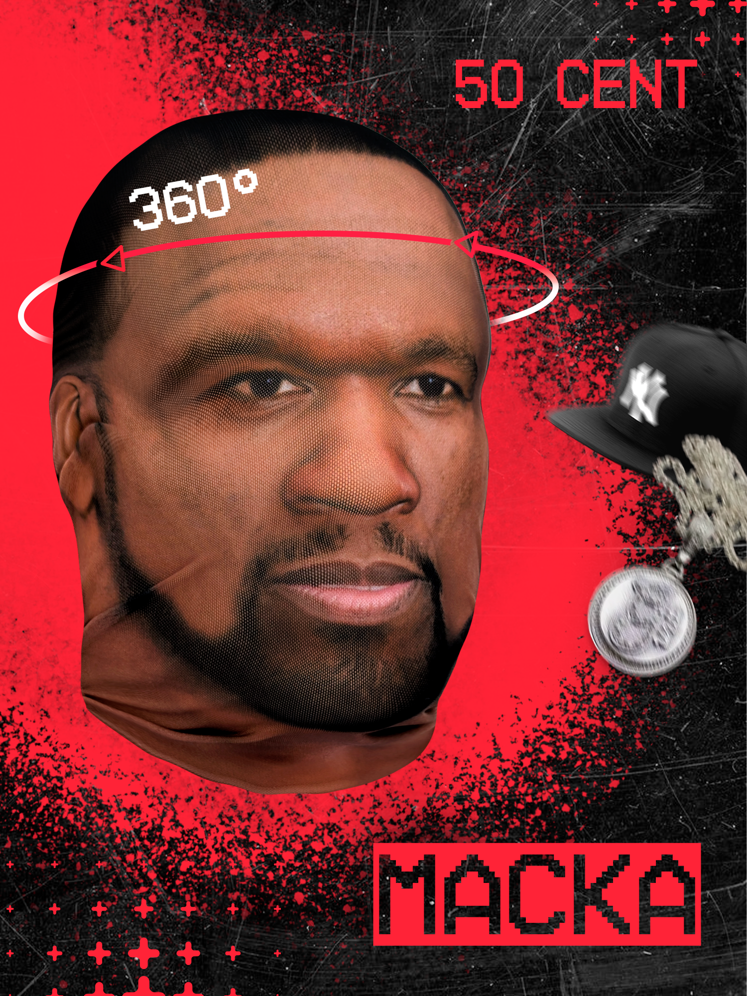 Карнавальная тканевая маска на лицо 50cent Фифти Сент