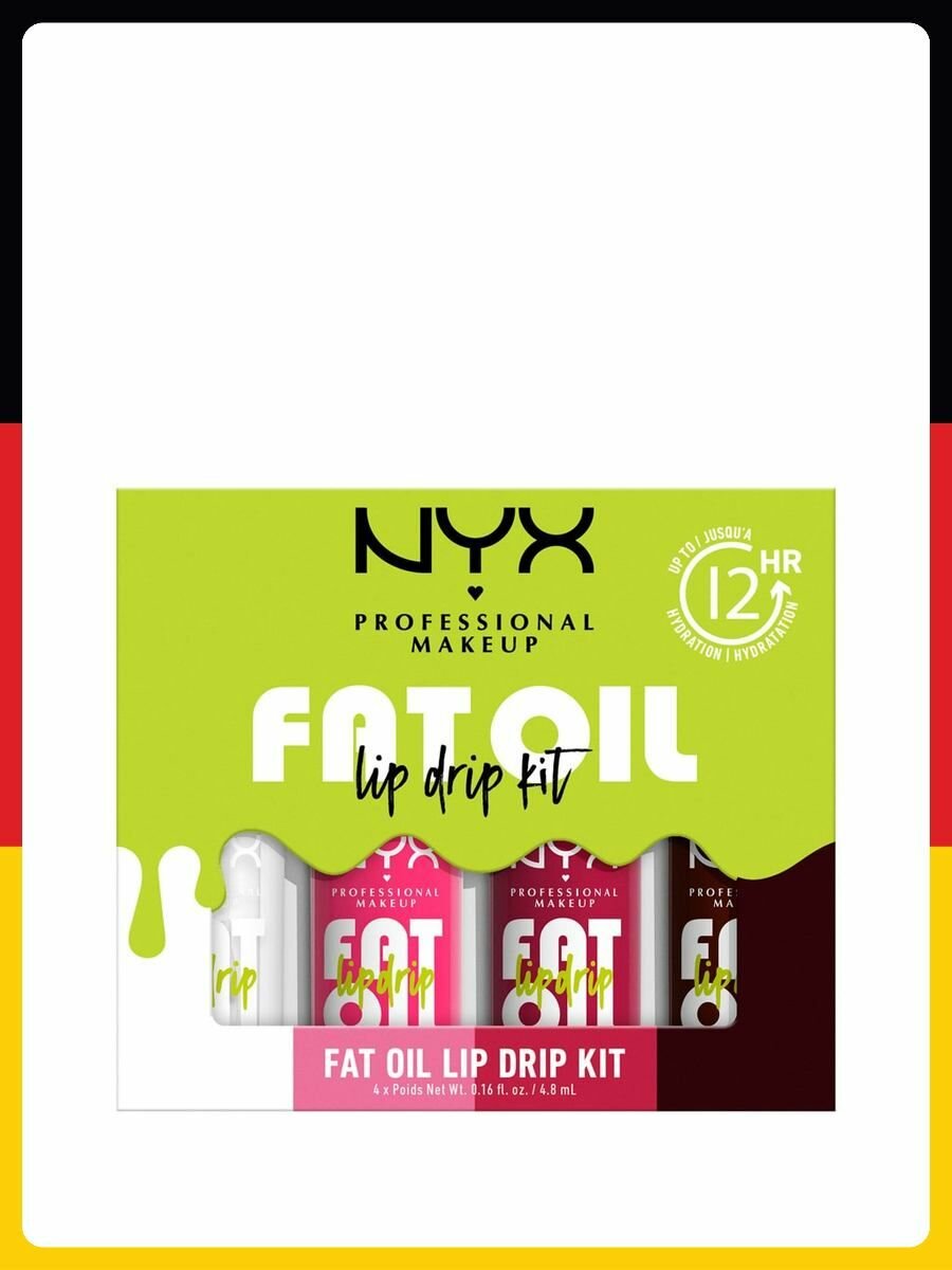 Набор из 4 блесков для губ NYX Professional Makeup Fat Oil Lip Drip Kit, 1 предмет Мой основной, Пропущенный звонок, Лента новостей, Обновление статуса