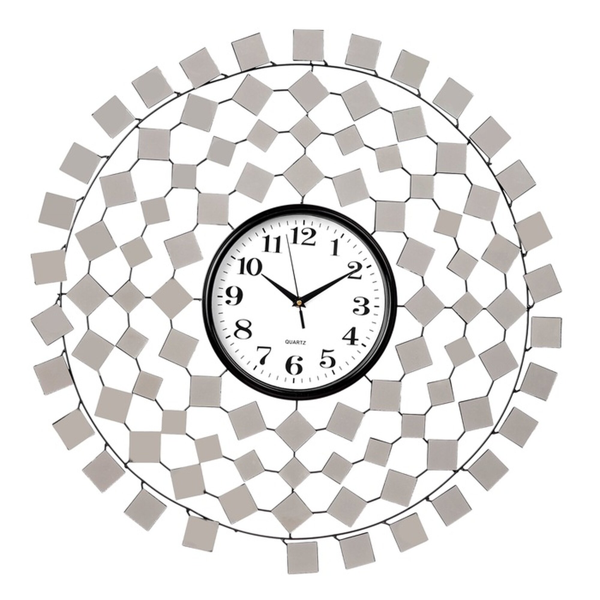 Часы настенные, серия: Ажур, "Зеркальные фигуры", d - 70 см, серый
