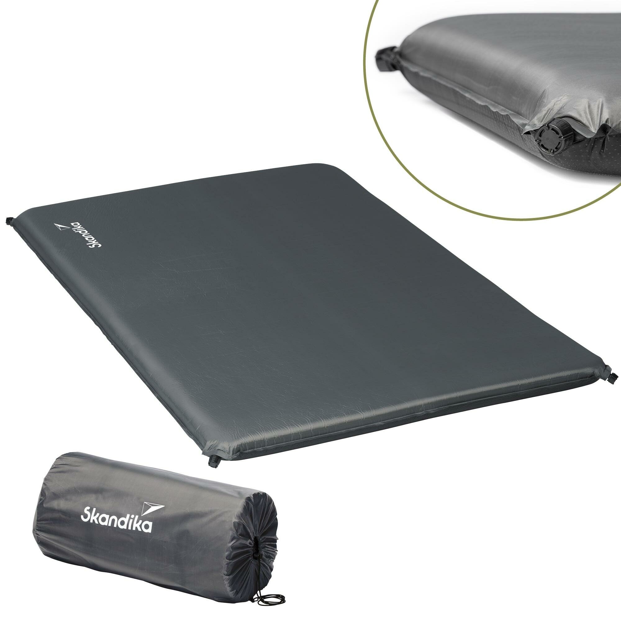 Decathlon Самонадувающийся туристический коврик Skandika Easy Double, 198 130 10 см, 2-местный, светло-серый