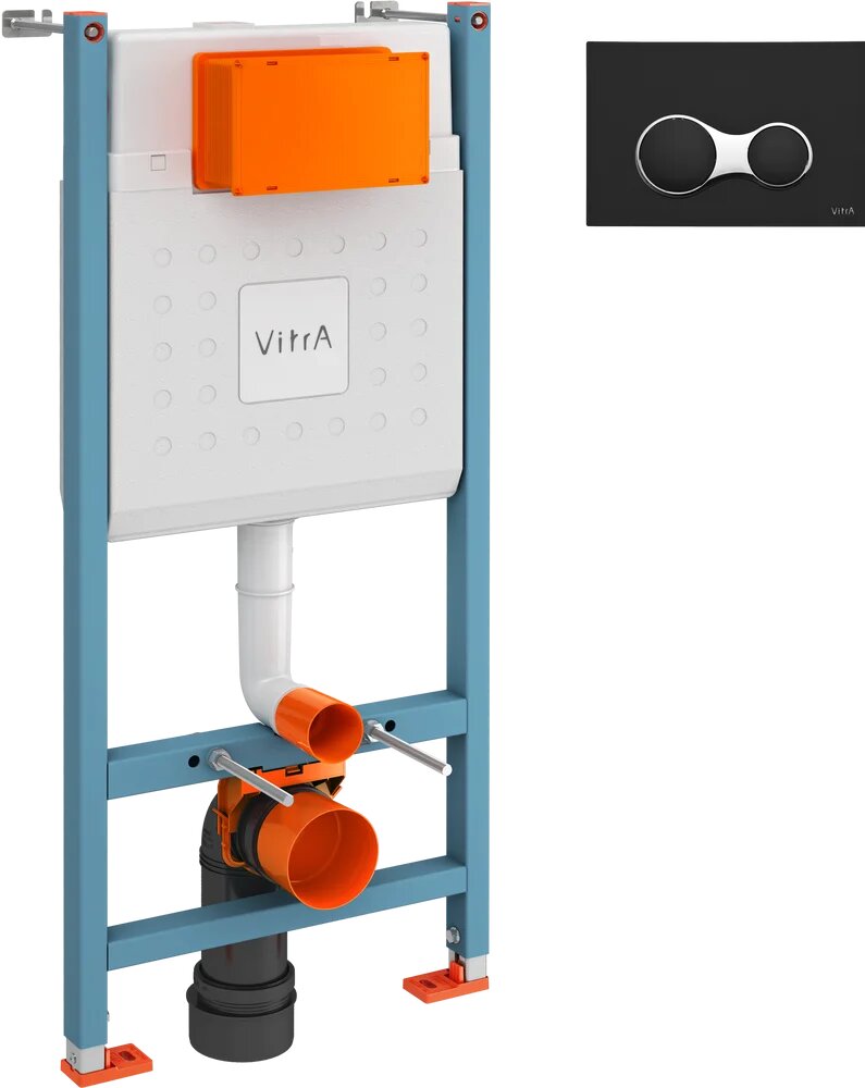 Комплект Инсталляция VitrA V-Fix Core 732-5800-01 / Кнопка 740-0411 цвет матовый черный