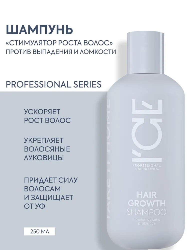 Шампунь NATURA SIBERICA ICE Professional Hair Growth, для роста волос, укрепляющий от выпадения и ломкости 250мл