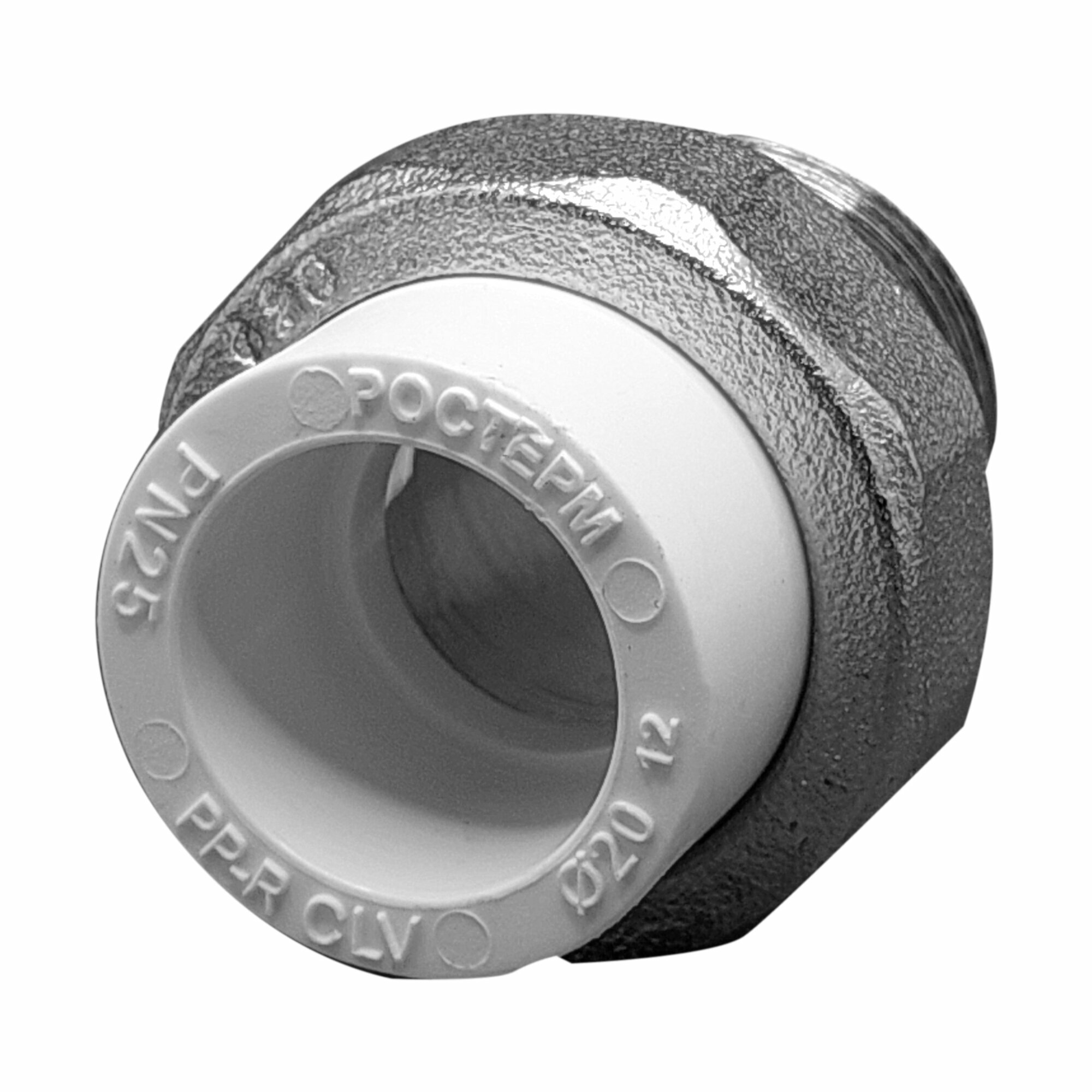 Муфта PPR ростерм, комбинированная, разъемная, d20х1/2, наружная резьба