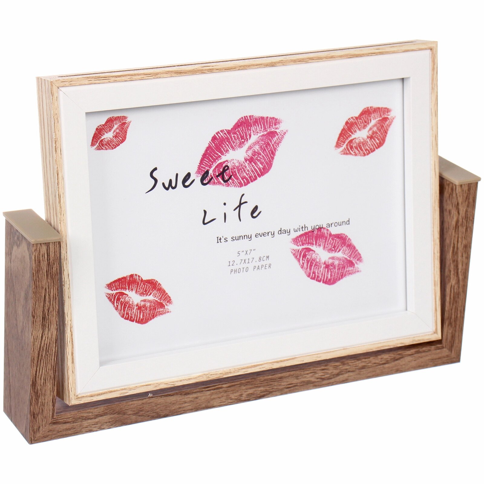 Фоторамка настольная 13х18 см с зеркалом и вращением, цвет светлое дерево, формат 5"x7"