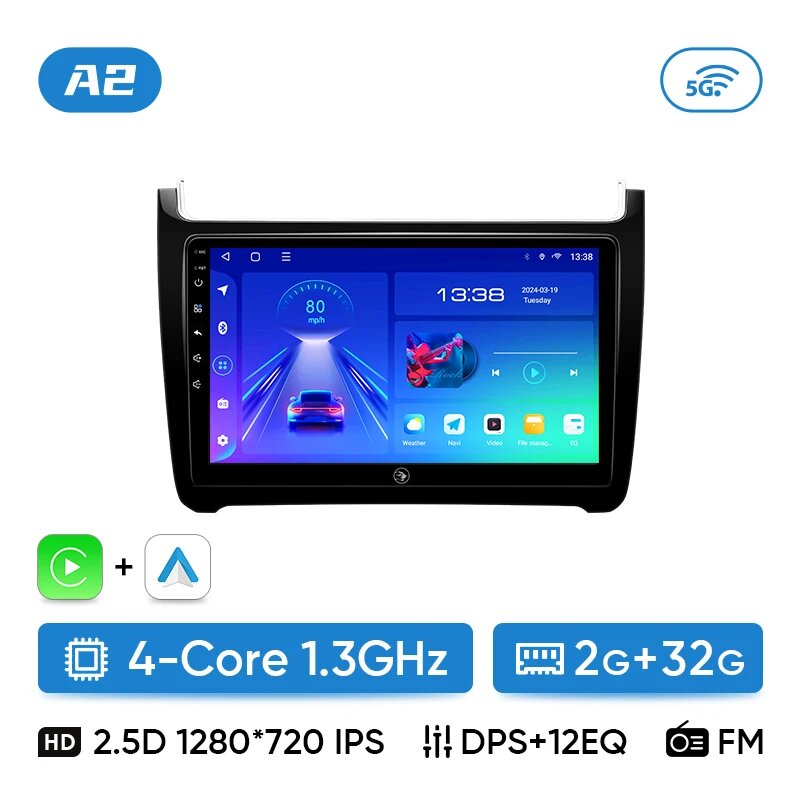 Автомобильный мультимедийный плеер Ainavi для VW Volkswagen Polo 5 2008 2010 2013 2015 2017 Vento, беспроводной Carplay Android Auto 4G Wi-Fi 2din A2 2G 32G