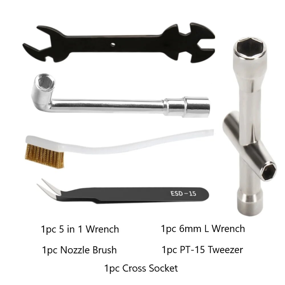 Набор гаечных ключей 3D-принтера MK8 MK10, крестообразный гаечный ключ для чистки сопла, медная щетка, инструмент, пинцет, L-гаечный ключ для Ender 3 5 CR-10
