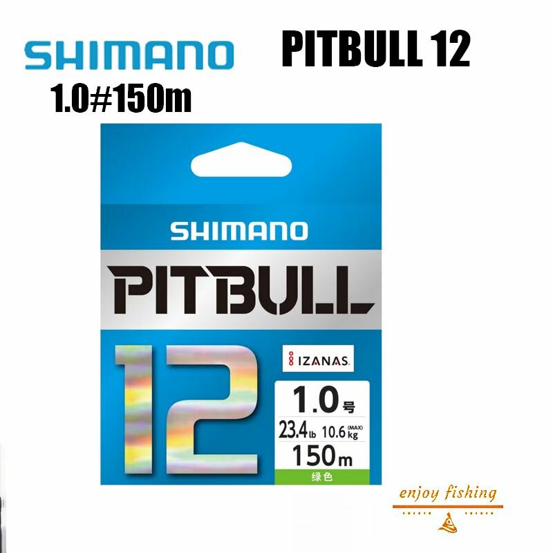 Shimano PITBULL 12 BRAID 1.0# 150 м зелёный PE леска 12 жил Плетёный шнур