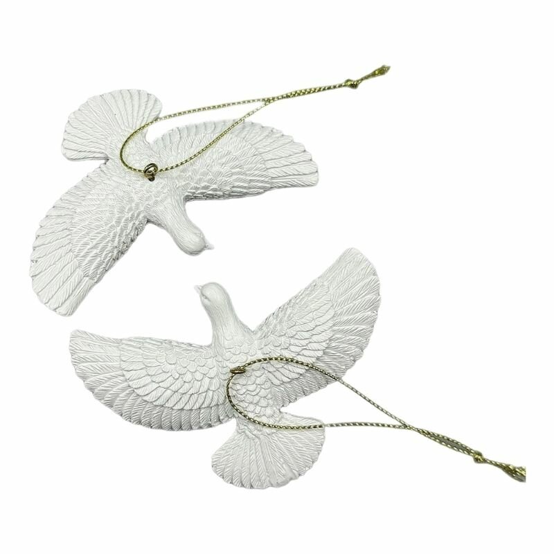 (2 шт.) Декоративная подвеска "Голубь мира", искусственная статуэтка - белый, 2 шт.
