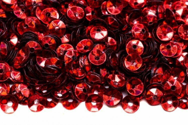 Пайетки объёмные 4мм, цвет 50103 красный/голографик, пластик, 1022-178, 10 грамм