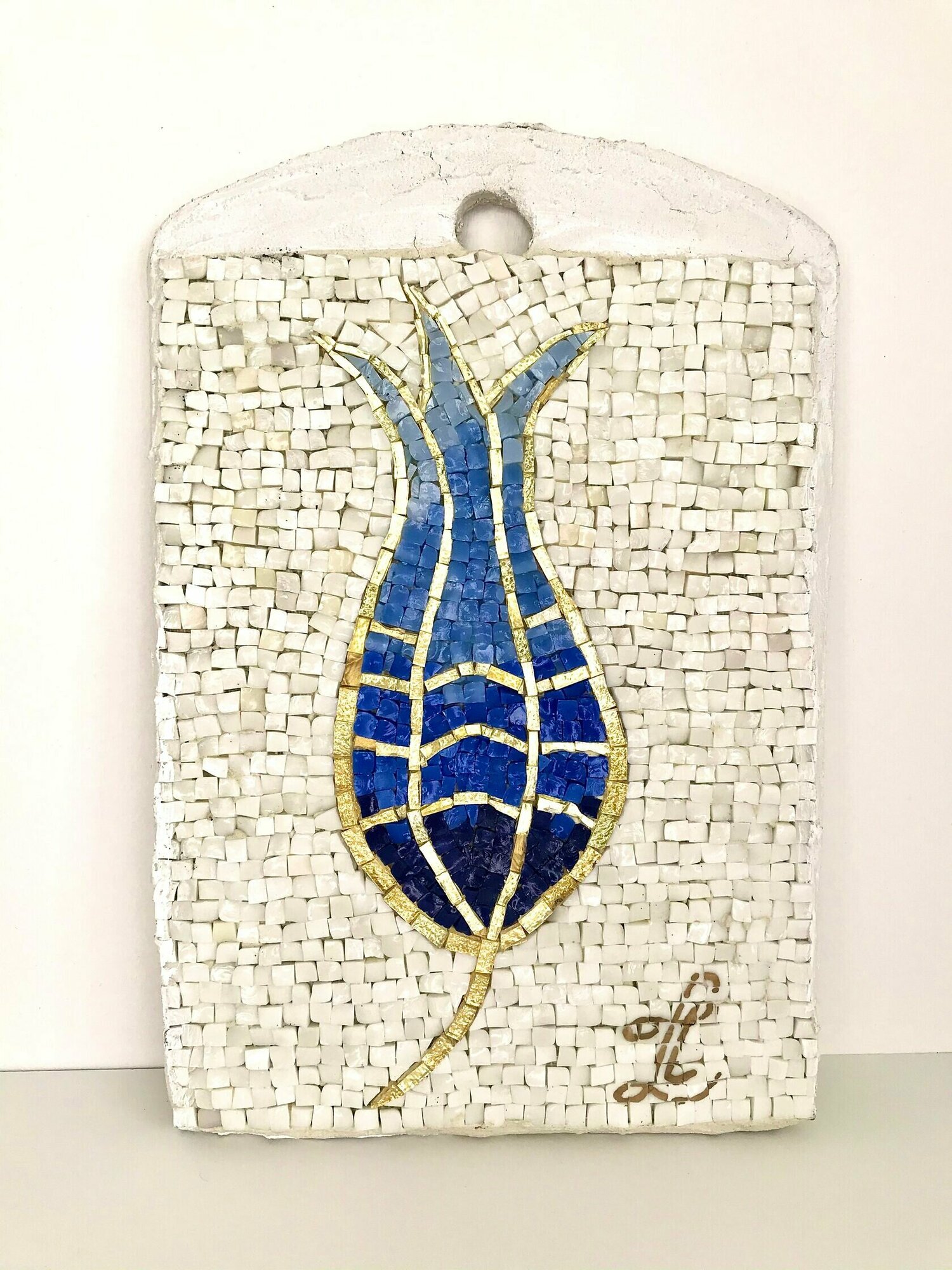 Мозаичная картина "Цветок граната синий" Lala Talyshkhanova, ручная работа