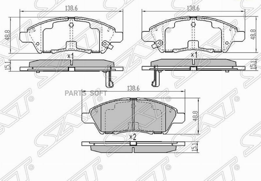 Колодки тормозные (Спереди) Nissan March 10-22 / Note 12-20 SAT ST-AY040-NS140 | цена за 1 шт