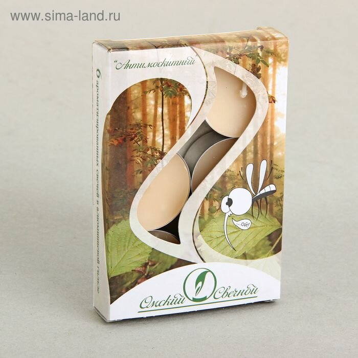 Набор свечей ароматических чайных, антимоскитные, 12 г, 6 шт.