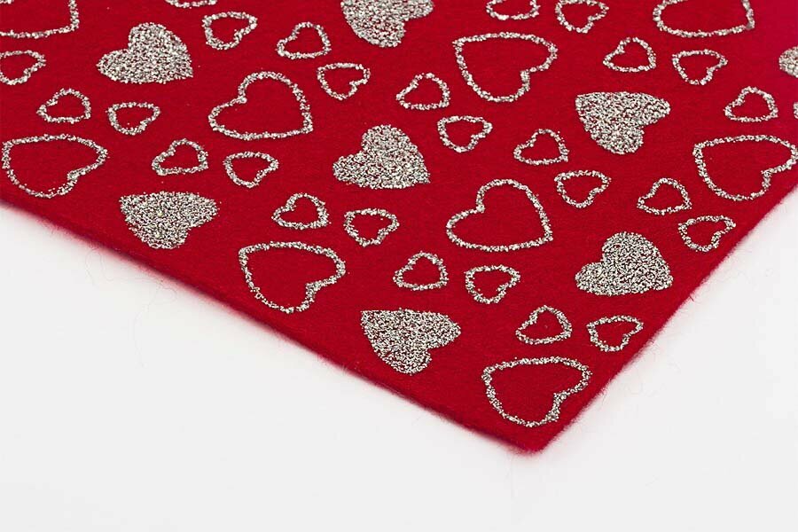 Фетр BLITZ FSH13-30/45 декоративный 30 см х 45 см +- 2 см №CH601 сердечки/красный