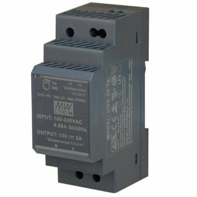 Блок питания БП MW HDR-30-15 30W 15V на дин рейку