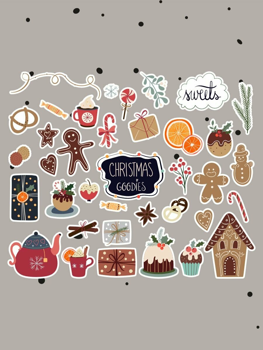 Наклейки стикеры Новогодние сладости