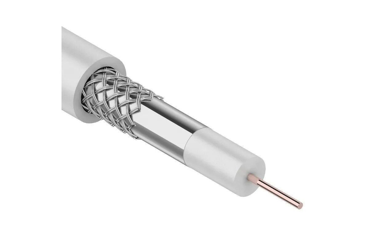 Кабель коаксиальный 3С-2V, 75 Ом, CCS/Al/Al, 48%, 100 м, INDOOR, белый, REXANT