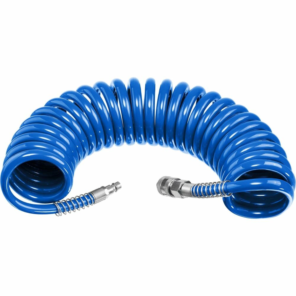 Воздушный спиральный шланг ЗУБР с фитингами рапид, 5 м, 8x12 мм, 15 бар 6472-05