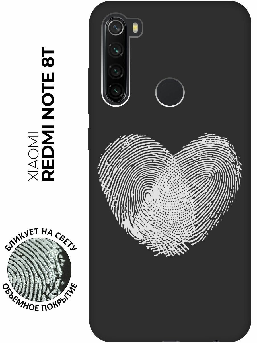Матовый чехол Lovely Fingerprints W для Xiaomi Redmi Note 8T / Сяоми Редми Ноут 8Т с 3D эффектом черный