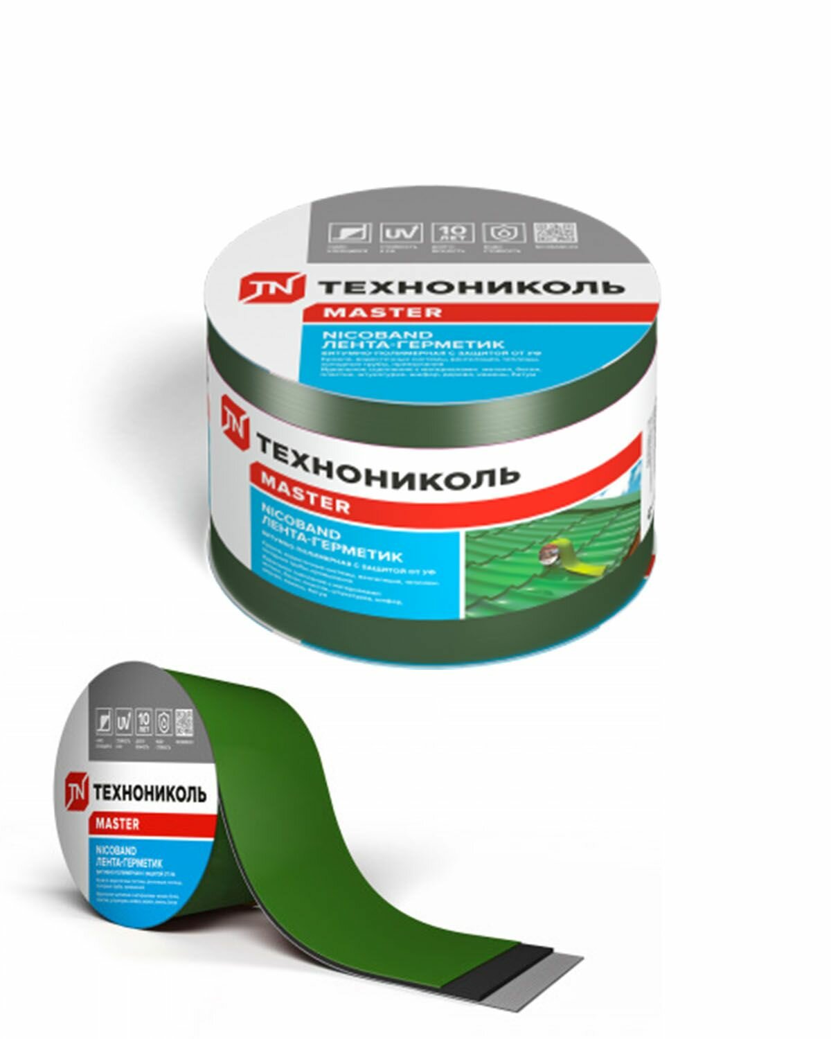 Лента-герметик TECHNONIKOL NICOBAND зеленая, для кровли, труб, морозостойкая, 10 м, 30см