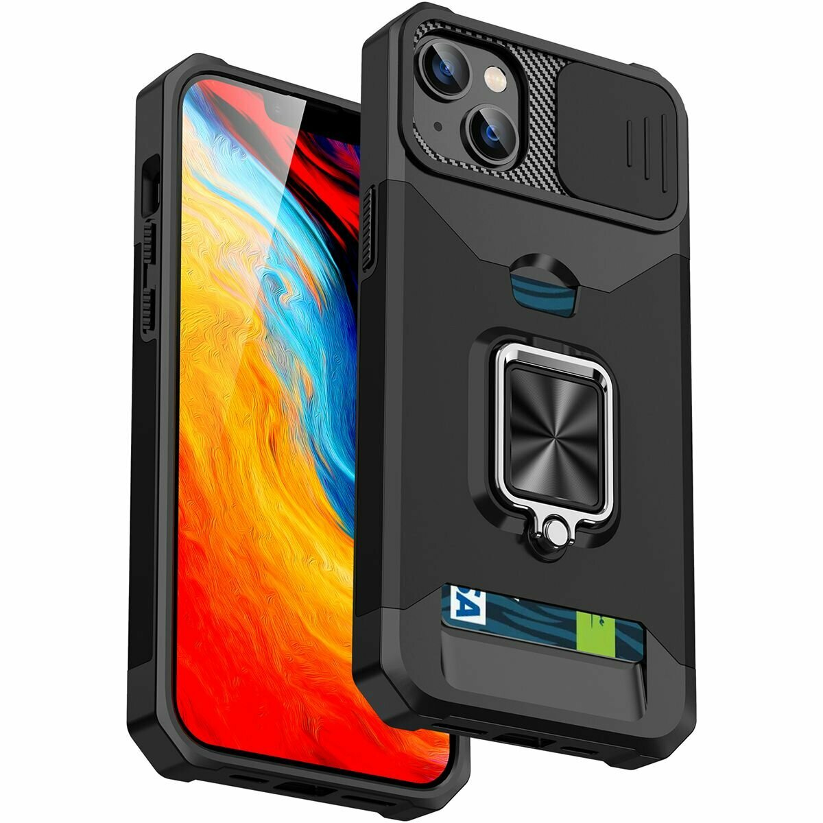 Противоударный чехол Сard Reader Case для iPhone 15 Plus черный