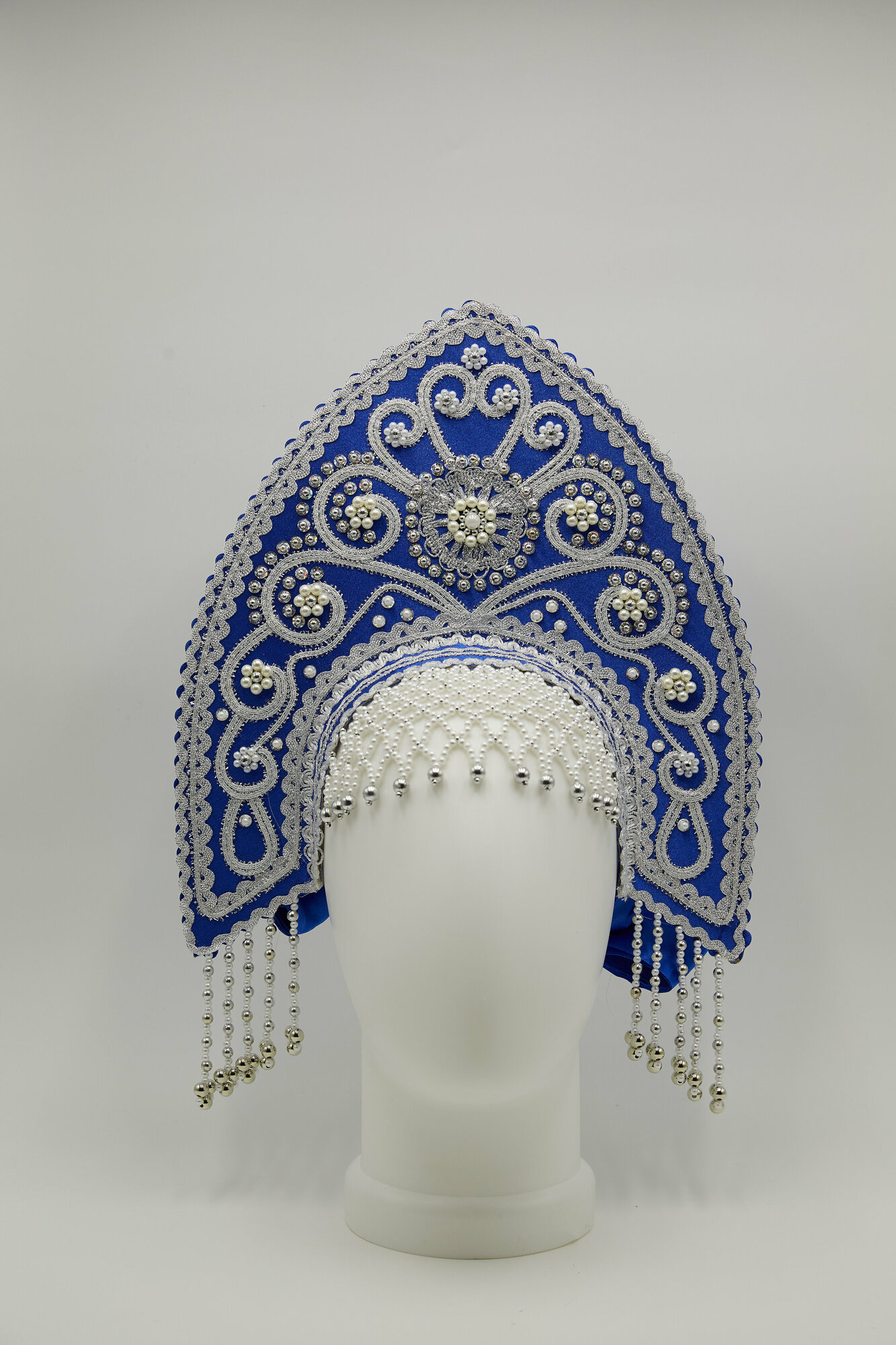 Кокошник Забава Углич "Ярославна" КЯ-04, синий, серебро