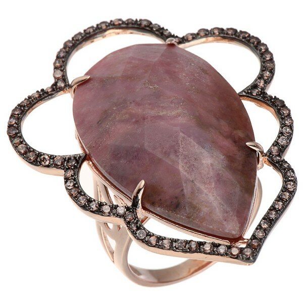 Кольцо, серебро, 925 проба, родонит