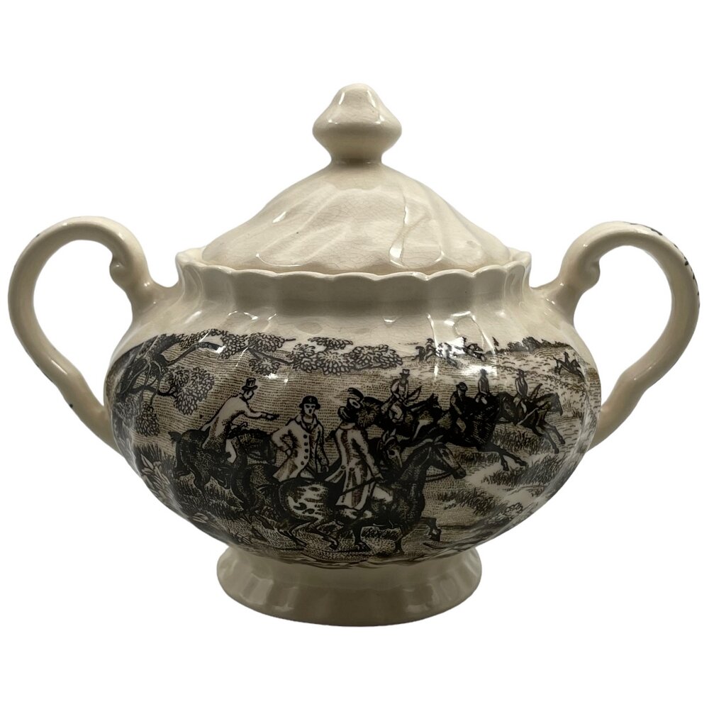 Сахарница "Охота", фарфор, 1970-1975 гг, ручная роспись, Monarh, Англия