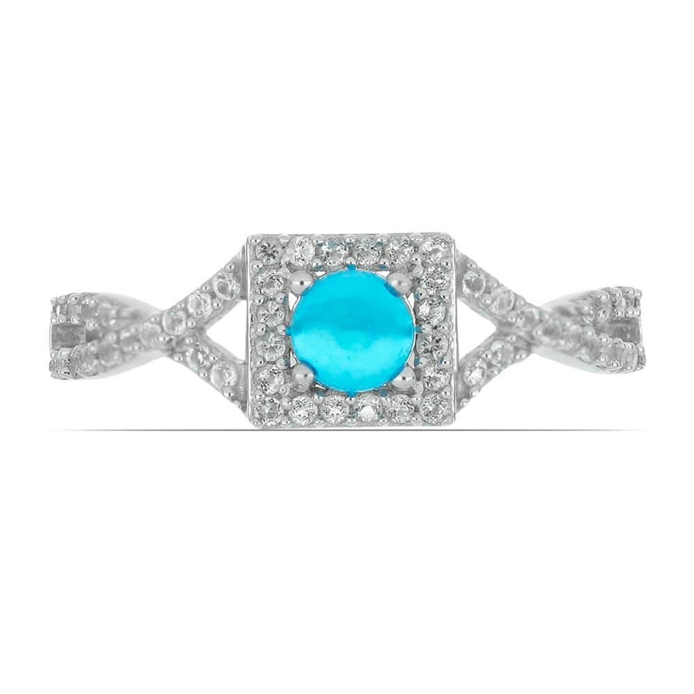 Кольцо тонкое, серебро, 925 проба, родирование, опал, топаз