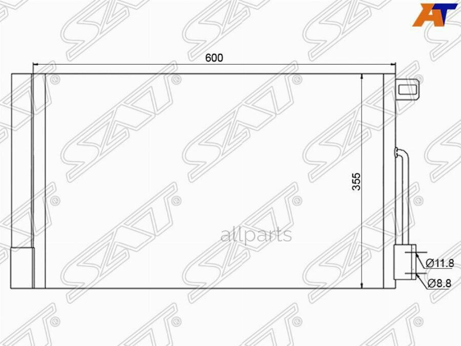 SAT ST-OP06-394-A0 Радиатор кондиционера Opel Corsa 06-14 / Fiat Grande Punto 06-11