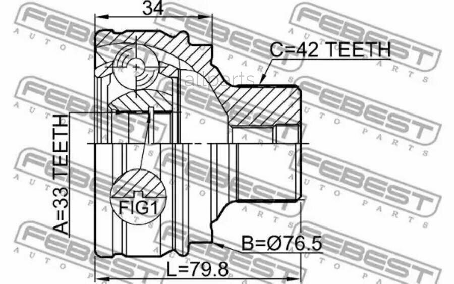 FEBEST 1710-Q520MT ШРУС наруж. ком/кт