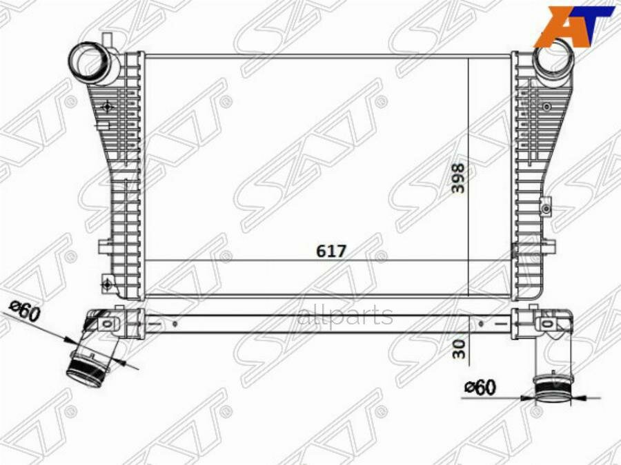 SAT ST-1K0145803AE Интеркулер VW PASSAT B6/B7 05-/TIGUAN 07-