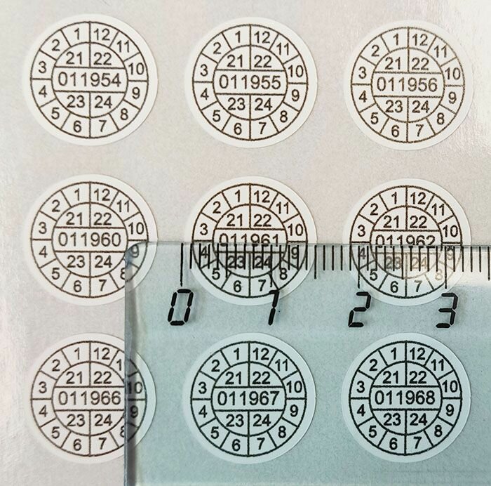 Гарантийная пломба наклейка расслаивающаяся (Foamtac), d15, 54шт.