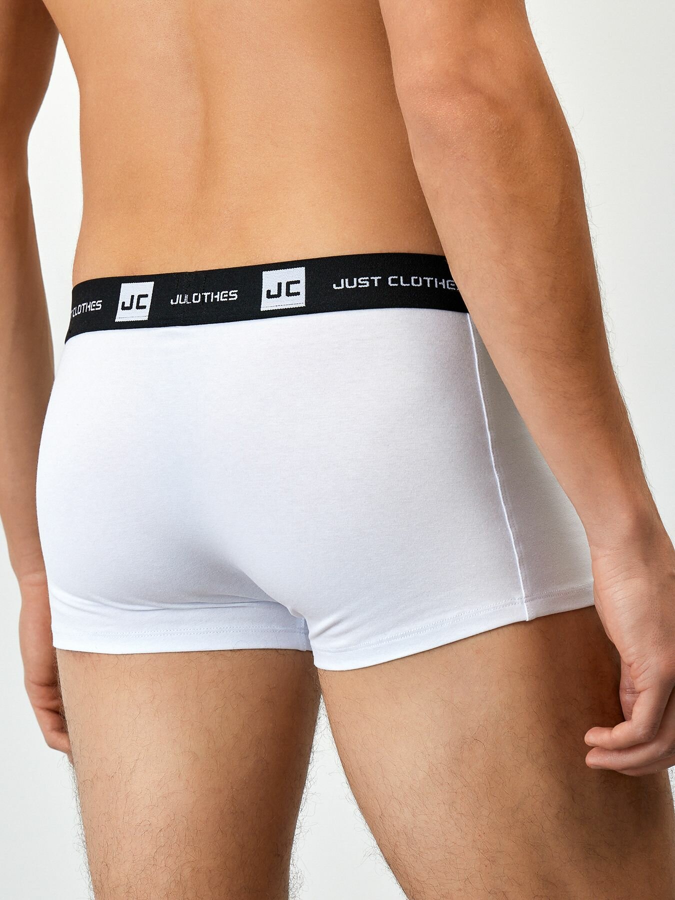 Трусы JUST CLOTHES, комплект из 3 шт., размер S, черный/серый/белый — фото 1
