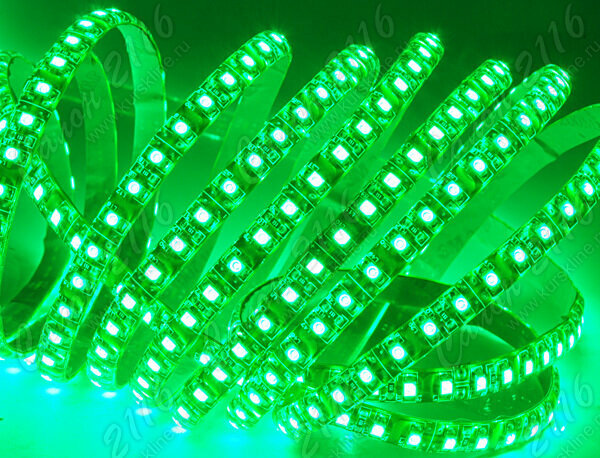 Светодиодная лента LEDPROM LP SMD 12в, зеленая 2х, (3528, 600 Led, влагозащищенная +силикон) (5 м)