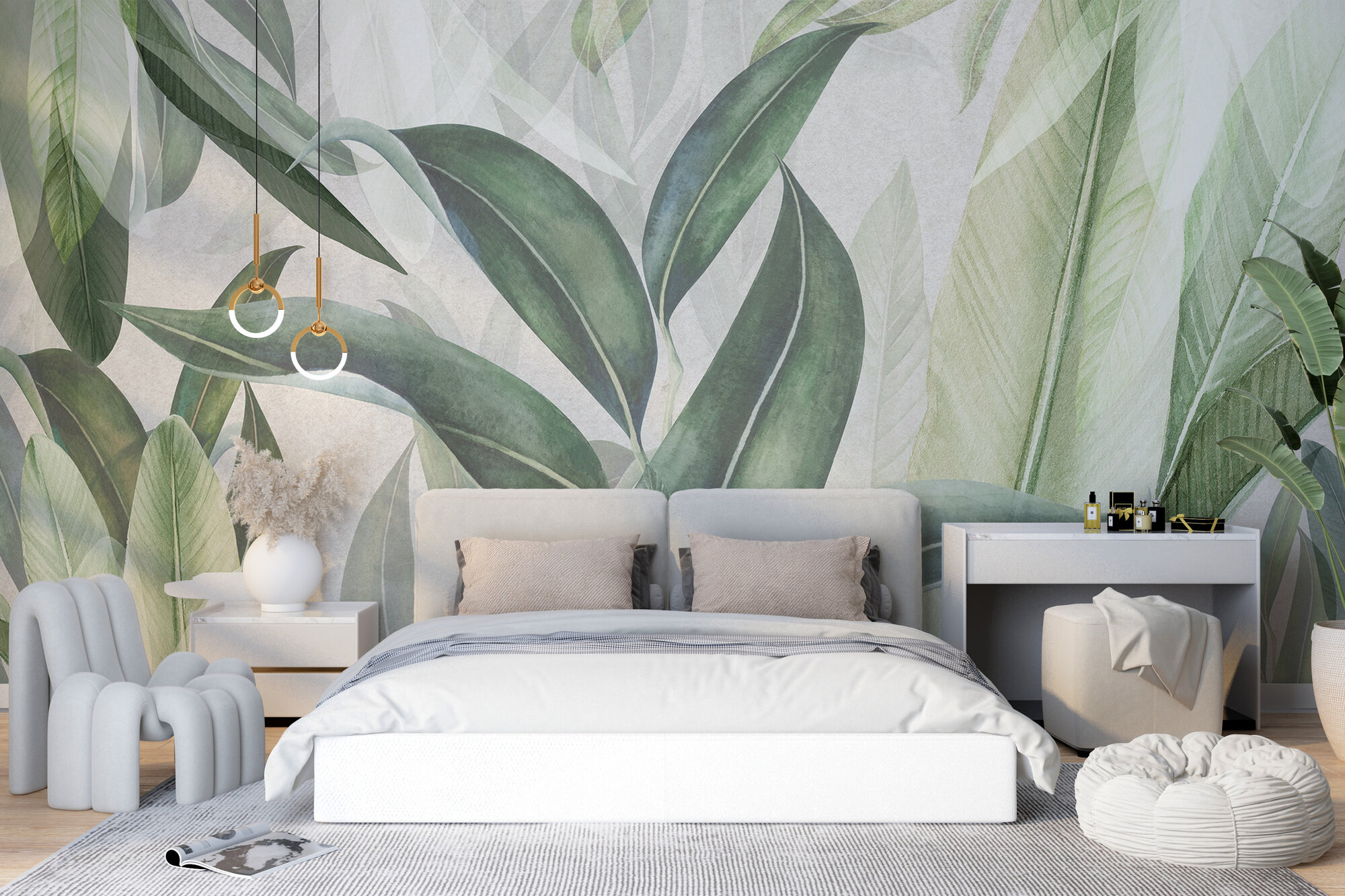 Фотообои 6*2,7м виниловые на флизелиновой основе Polimar "Экзотические листья" фактура Крошка