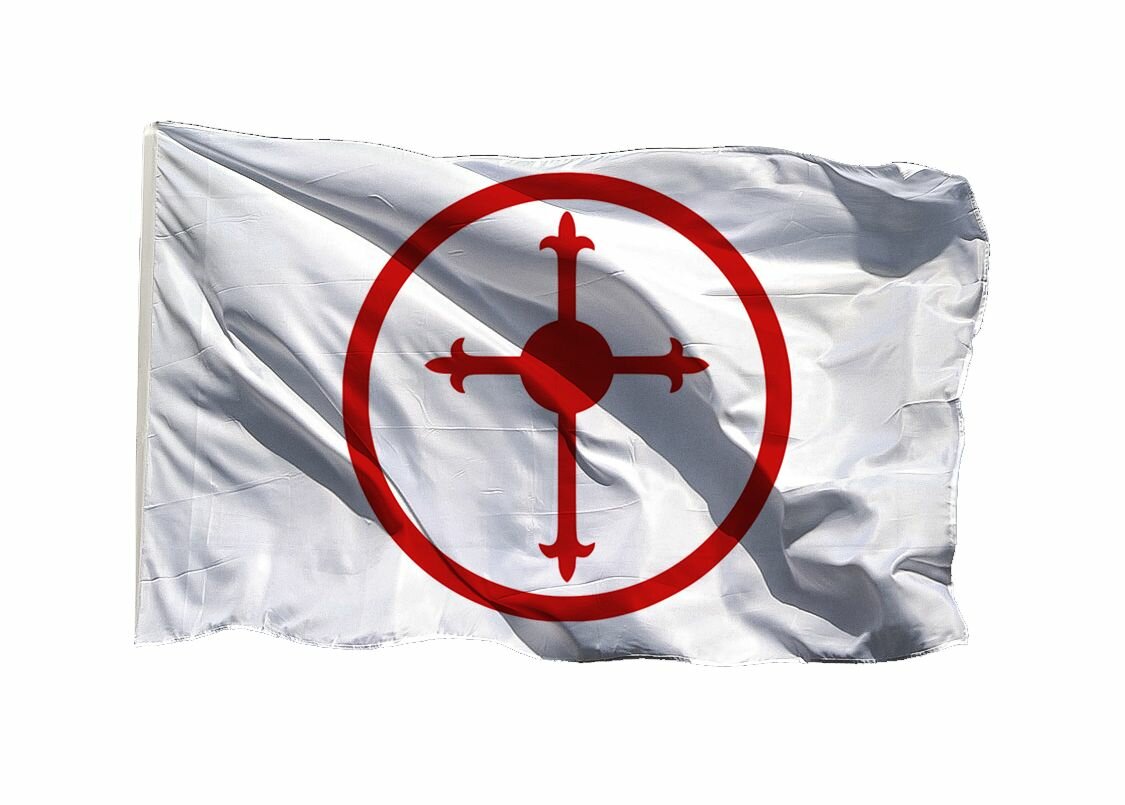 Флаг Последователей Апокалипсиса из Fallout 1 Фоллаут 90х135 см на шёлке для ручного древка