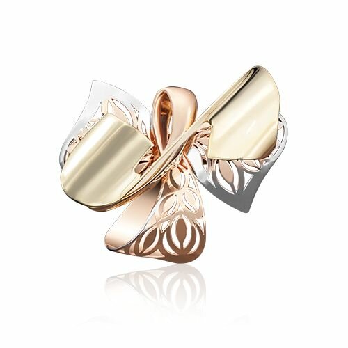 Брошь, комбинированное золото, 585 проба