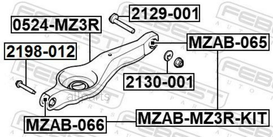 FEBEST 2198-012 Болт крепления подвески FORD FOCUS C-MAX CAP 2003-2007 [EU] FEBEST 2198-012