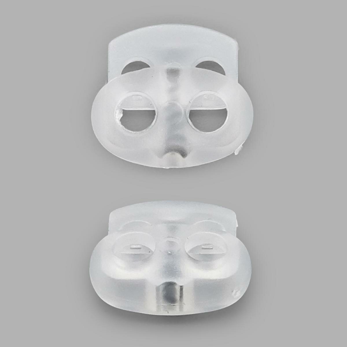 Стопоры айрис "Овал", малые, двухдырочные, диаметр 4 мм, 14х17 мм, пластик, прозрачные, 103-М, 100 шт