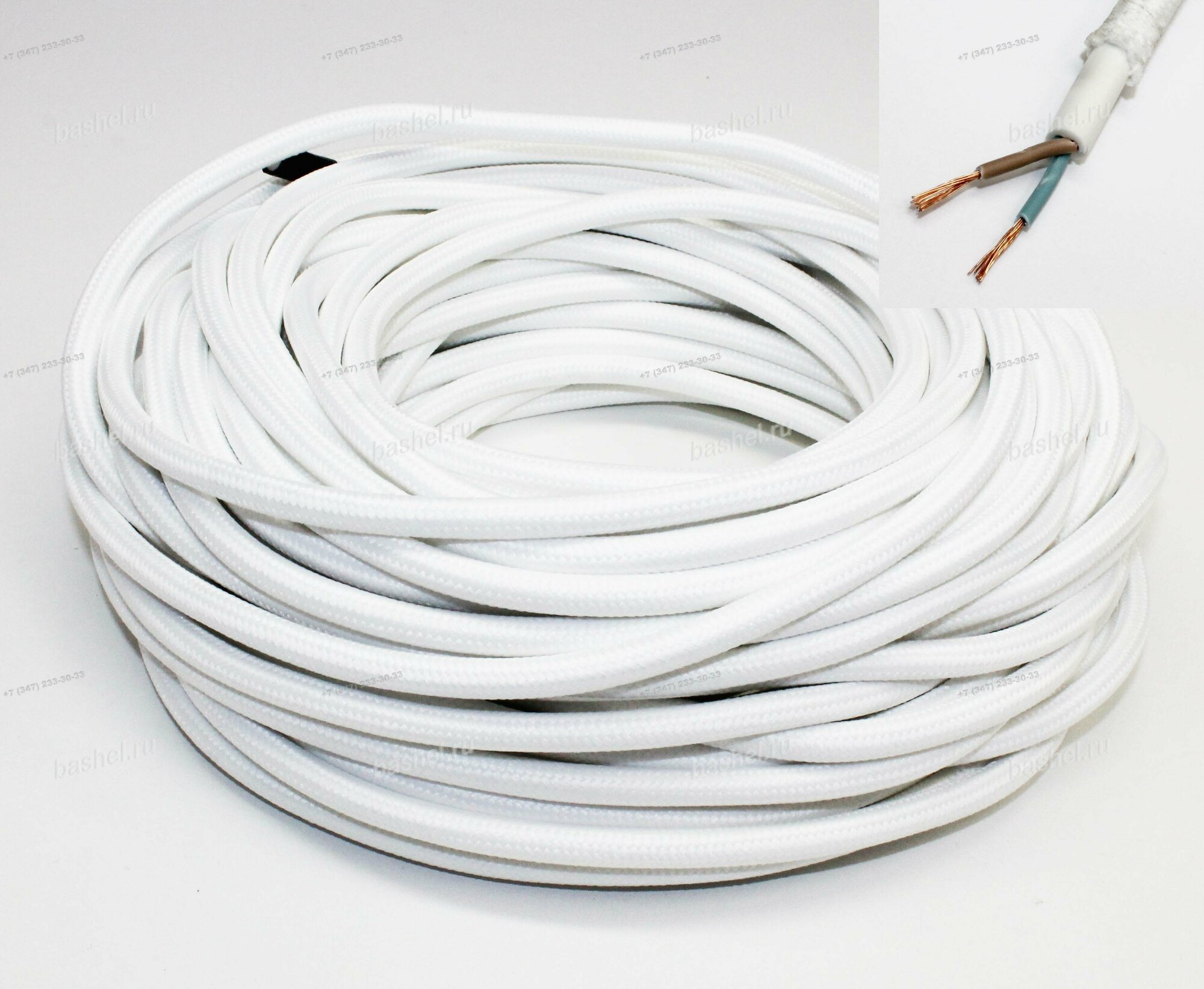 Ретро-провод круглый ПВХ 2х0,75 мм, белый, МезонинЪ