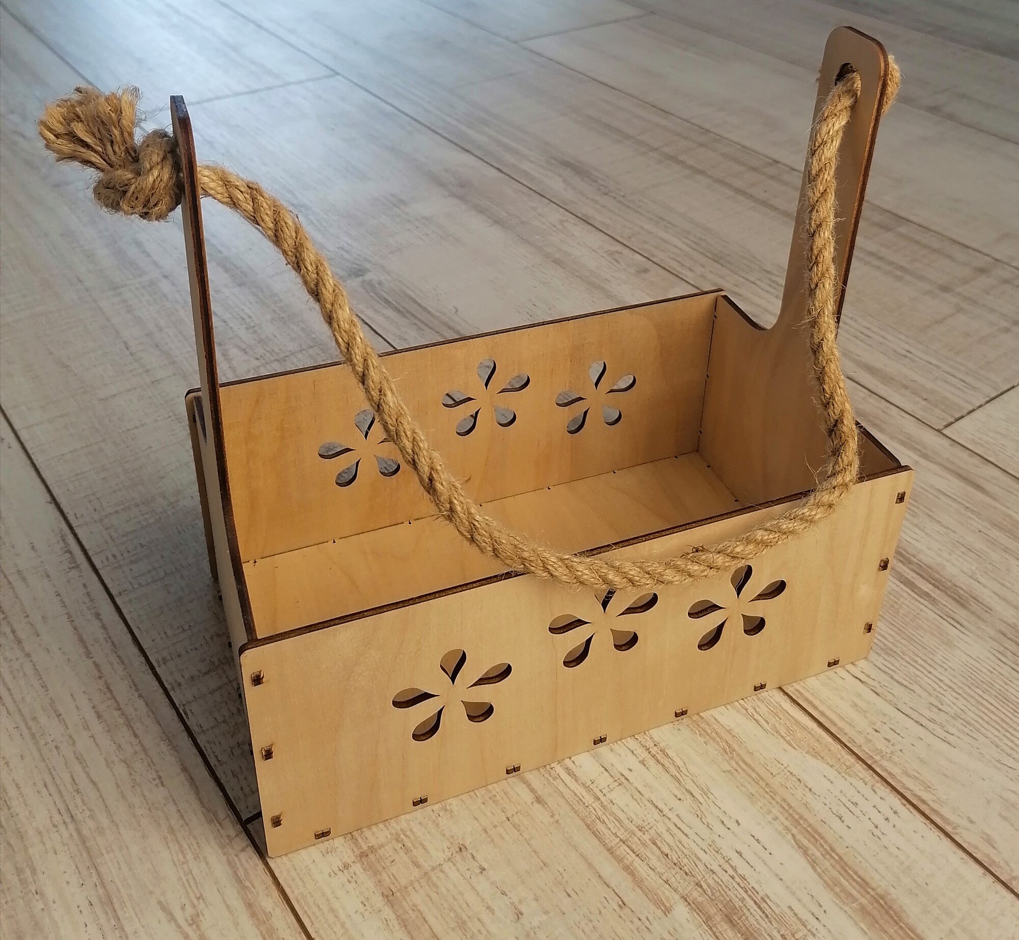 Деревянная заготовка Корзинка кашпо декоративная 23,5х13,5х24 см с ручками / 2шт