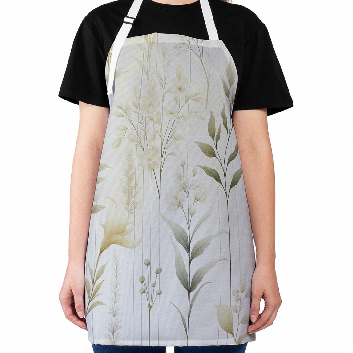 Фартук для кухни тканевый "Садовые растения" / водоотталкивающий, универсальный размер , JoyArty