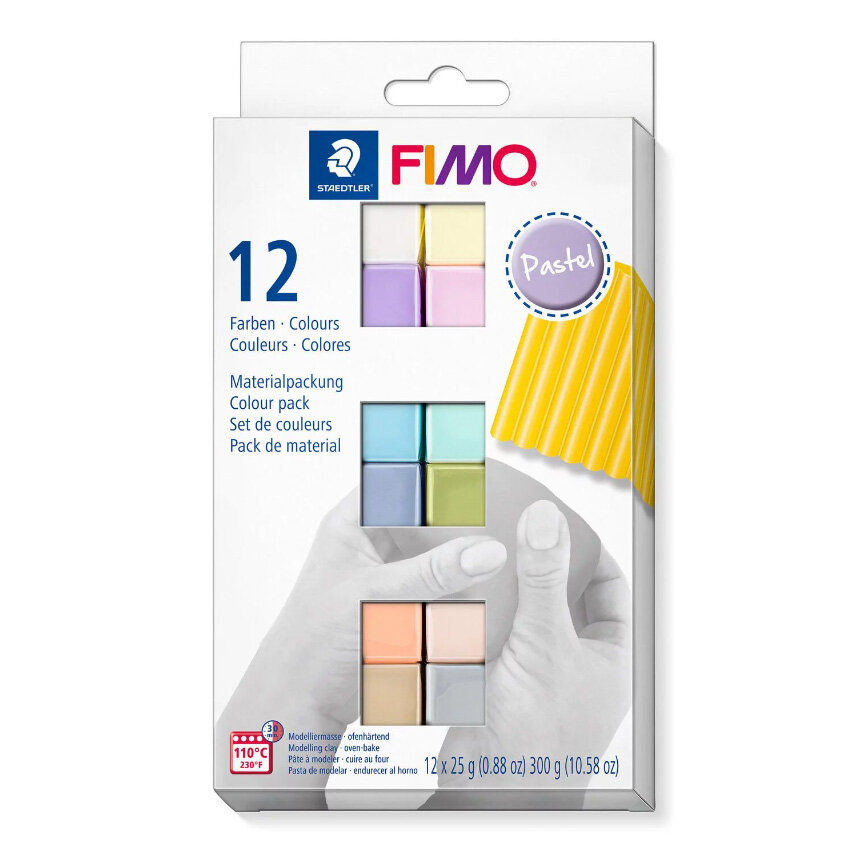 Набор глины полимерной для лепки Fimo Soft Пастельные цвета, запекаемая, 12 цветов Картонная коробка