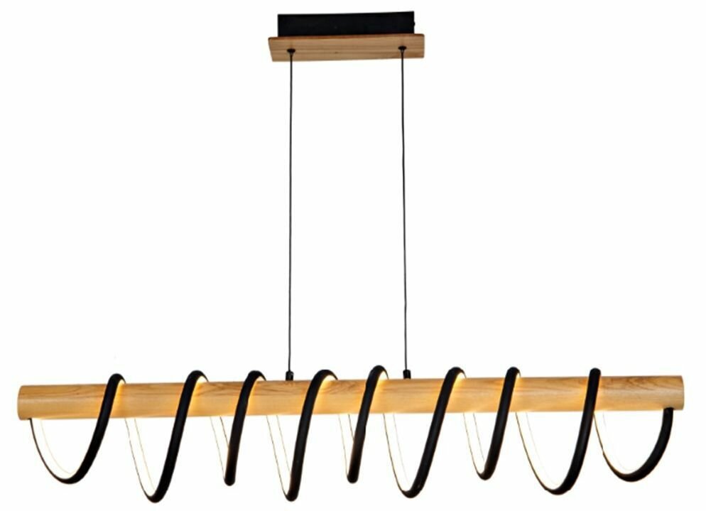 Светильник подвесной LED 60 Вт для столовой, кухни , гостиной Люстра подвесная деревянная Wooden Spiral Blesslight