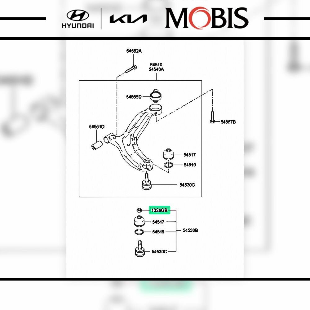 Гайка 4шт. для Hyundai Accent ТагАЗ, Getz, H100, Matrix, Santa Fe Classic, Santro, Stellar, Magentis Rio / арт. 1326212001 / бренд MOBIS