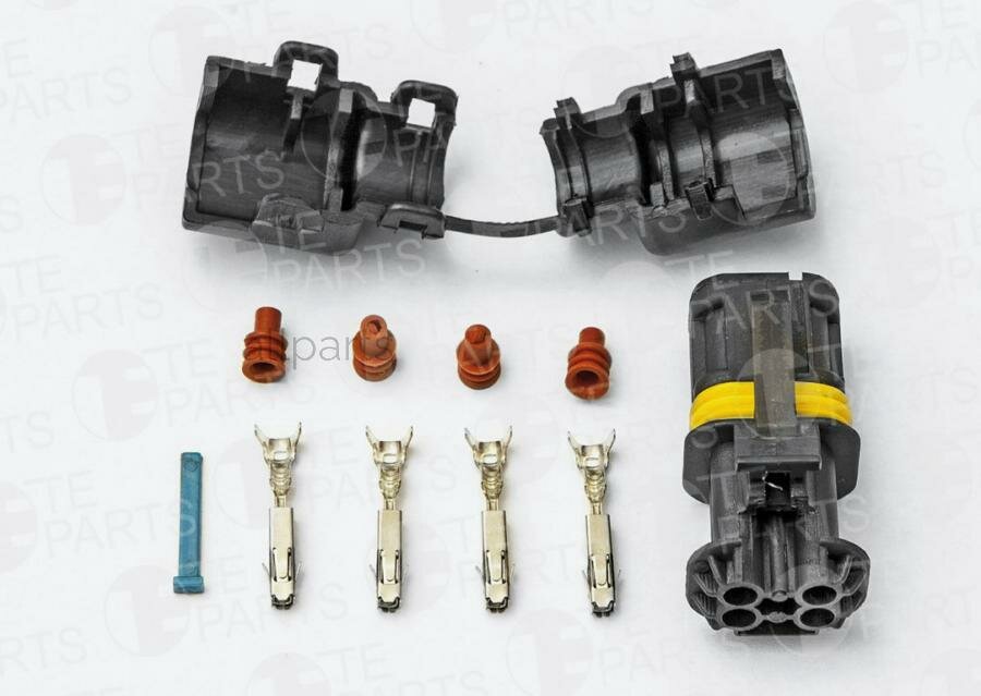 TE PARTS 7811672 Разъём 4х контактный 2Х2, К-тация: 4-pin, 4 уплотнения, фиксатор, защитный кожух